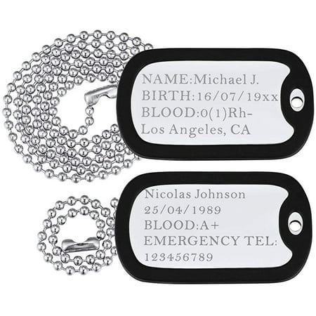 Men Women Custom ID Tag,Stainless Steel Medical Identification Necklace ...