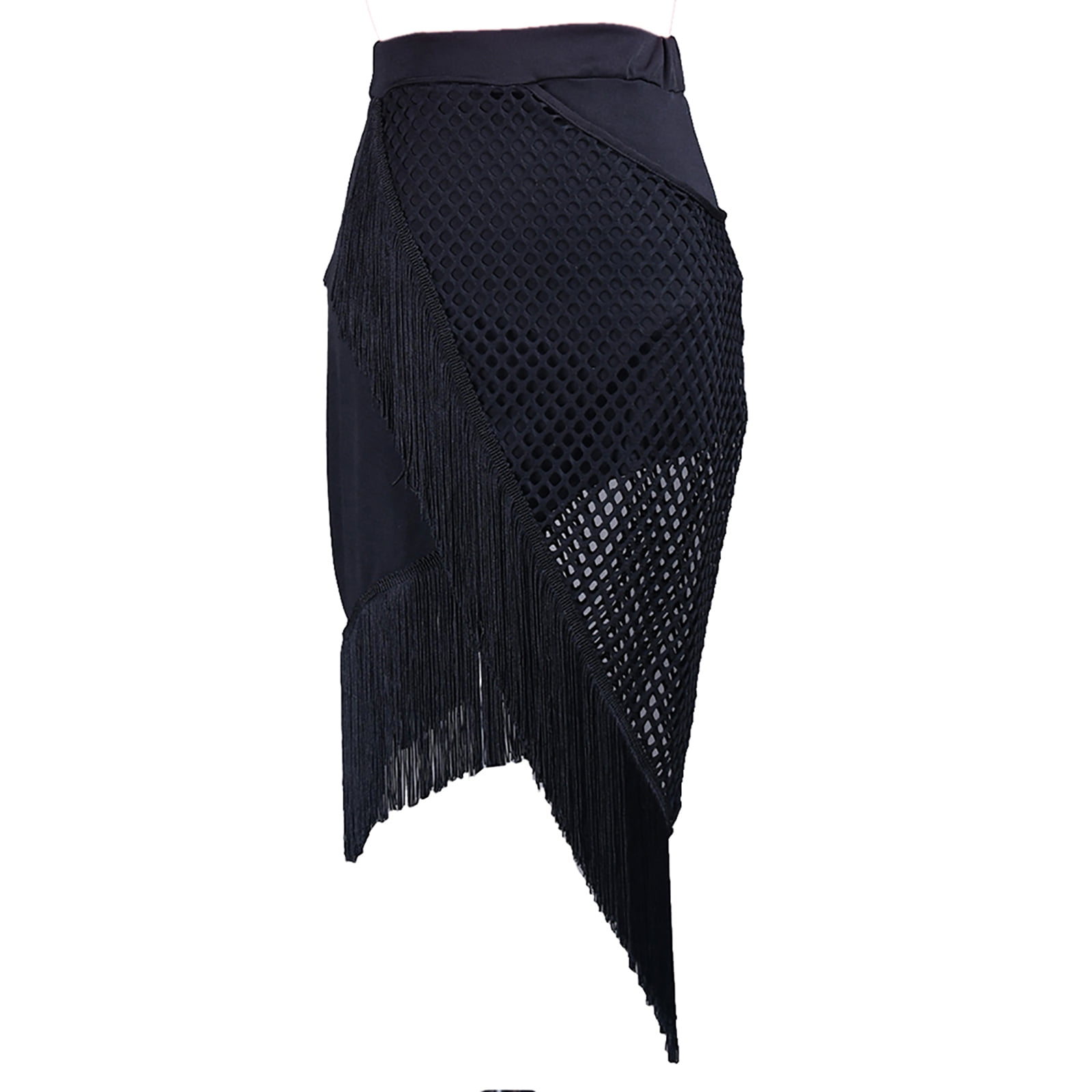 Whitewed Asymmetric Fringe Net Latin Mambo Paso Doble Quickstep Rumba ...