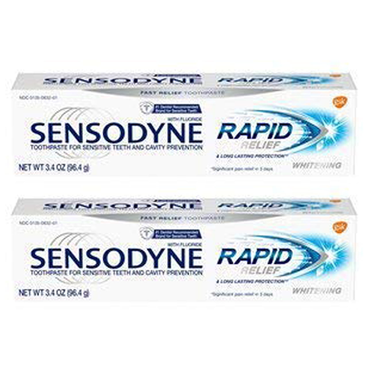 Pack of 2 New Sensodyne Rapid Relief whitening toothpaste 3.4 oz ...