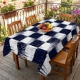Dark Blue Plaid Abstract Color Block Table Cloth 60x84in, Waterproof ...