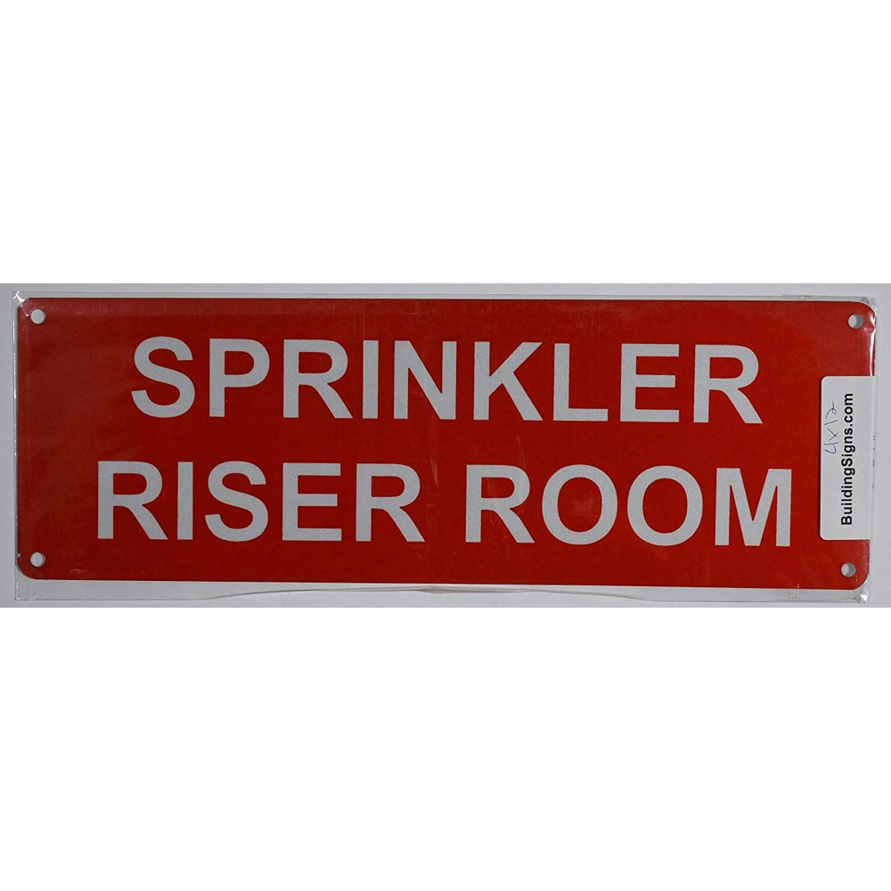 Sprinkler Riser Room Sign(Aluminium Reflective Signs, RED 4x12 ...