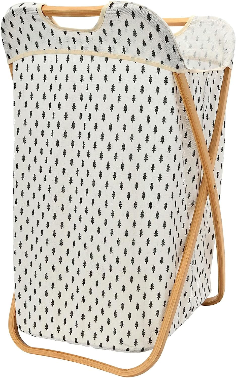 GUAIPOU Bamboo X Frame Hamper with Cross Pattern, Black and White ...