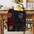 Burlap Table Runner 120 Inches Long, Romantic Red Black Rose Non-Slip ...