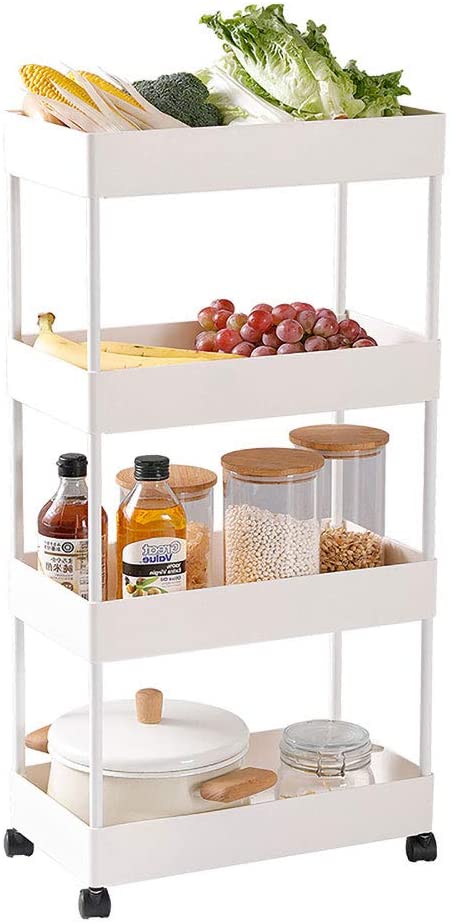 4 Tier Utility Cart with Wheels, SEGMART Mobile Rolling Cart w ...