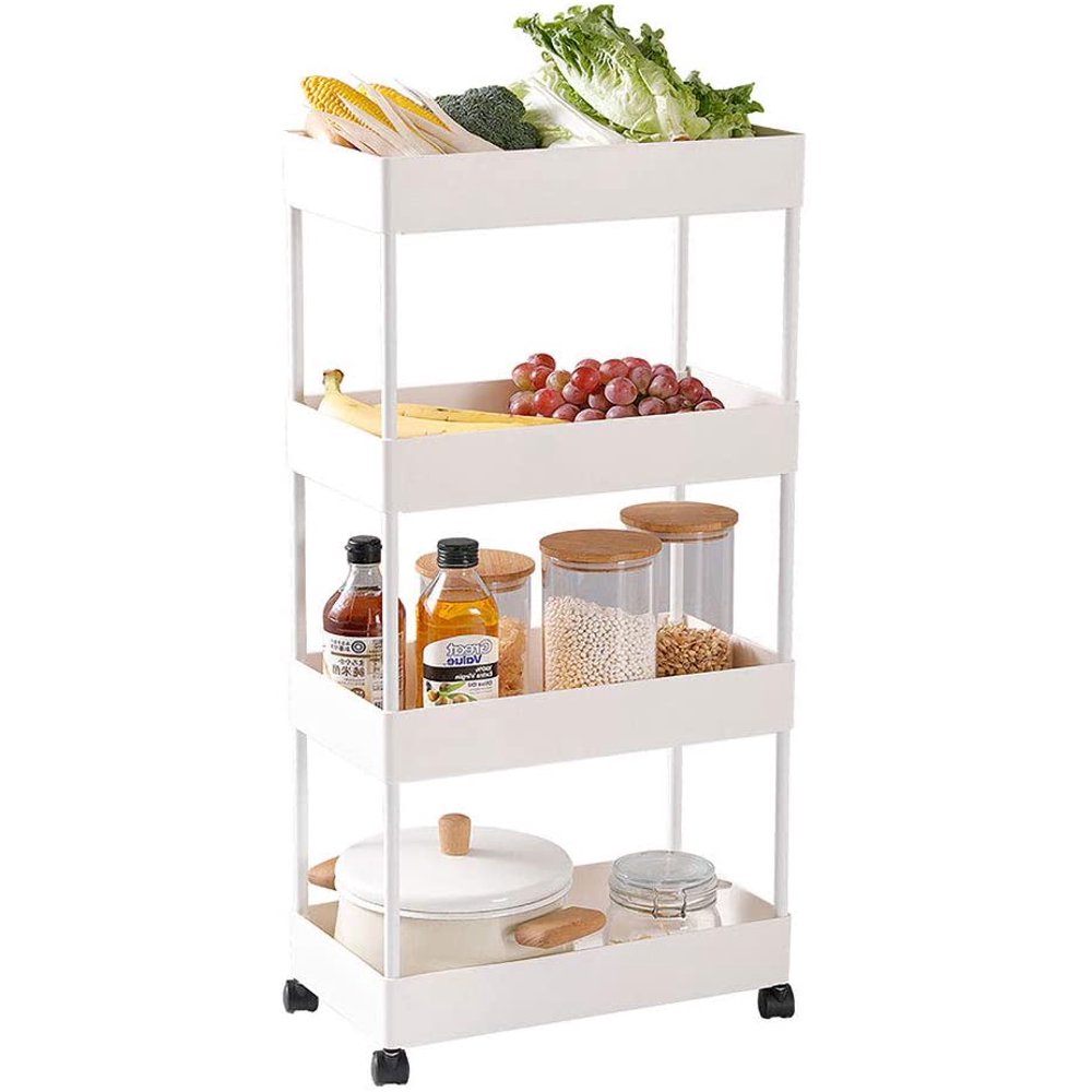 4 Tier Utility Cart with Wheels, SEGMART Mobile Rolling Cart w ...
