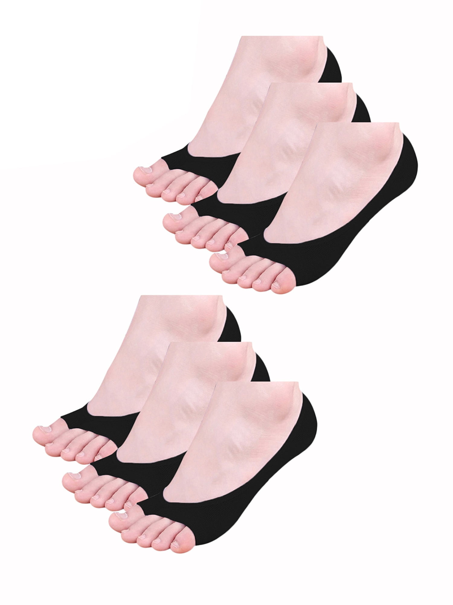 Allegra K Women's Low Cut No Show Heel Grip Toeless Boat Socks ...