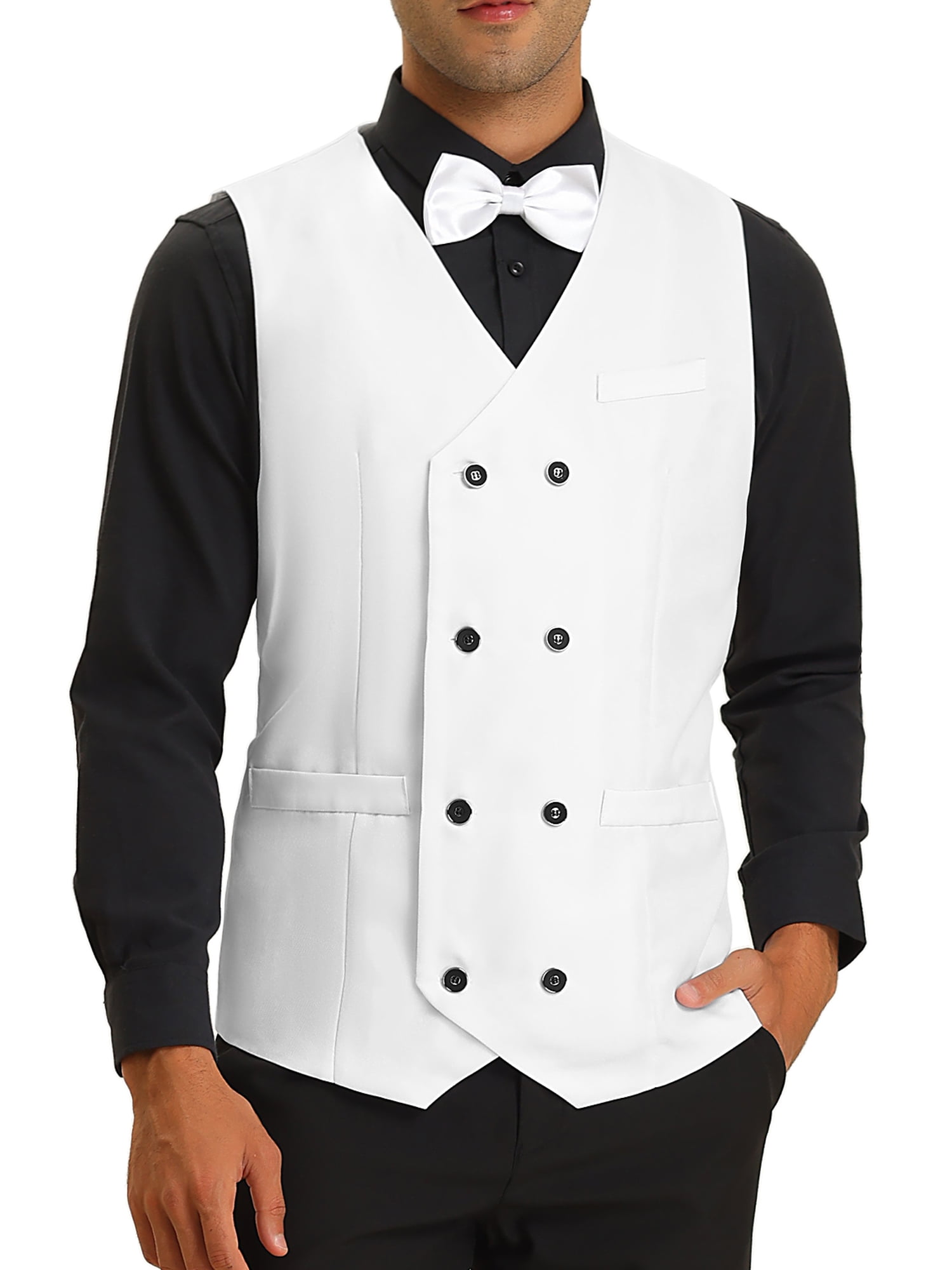 Lars Amadeus Men's Suit Vest Double Breasted Slim Fit Formal Wedding ...