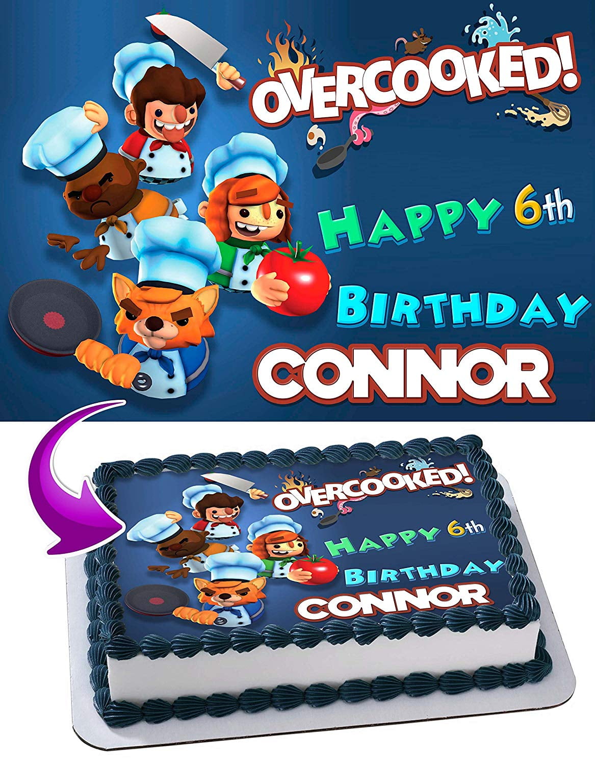 Overcooked - Edible Cake Topper - 11.7 x 17.5 Inches 1/2 Sheet ...
