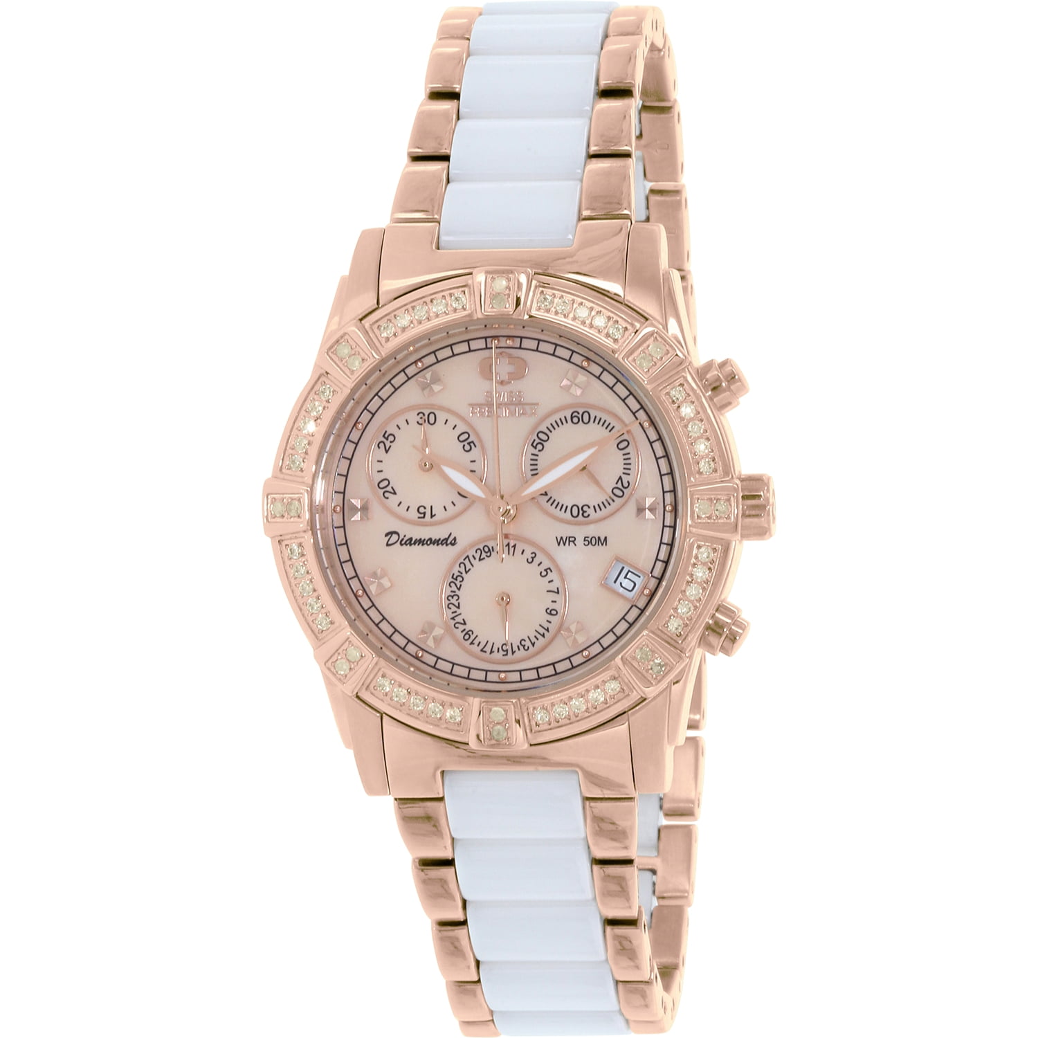 Swiss Precimax Women's Desire Elite Ceramic Diamond SP13304 Rose Gold ...