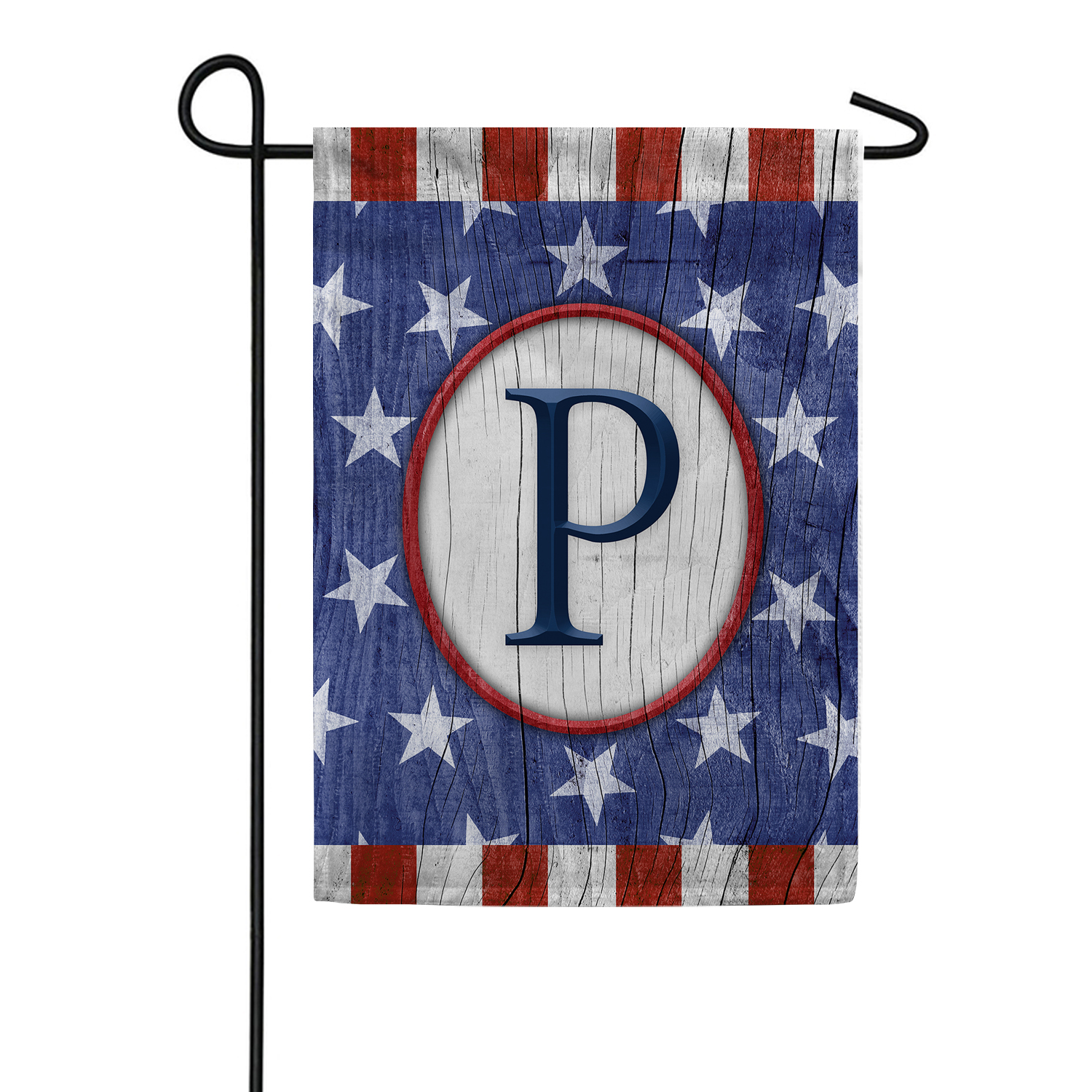 America Forever 4th of July Patriotic Monogram Garden Flag Letter P 12. ...