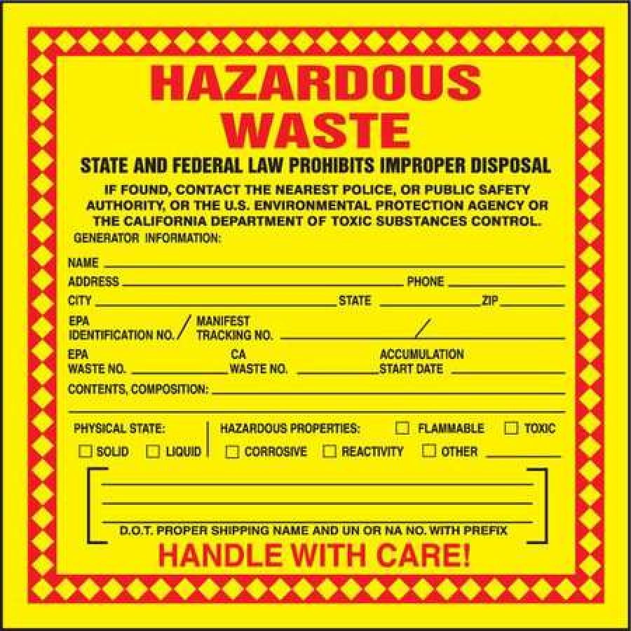 ACCUFORM MHZWCAEVL Haz Waste Label,Hazardous Waste,6x6 in,Poly,250/RL ...