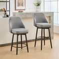 OTHNIEL Bar Stools Set of 2 Adjustable Chenille Swivel Barstool,Metal ...
