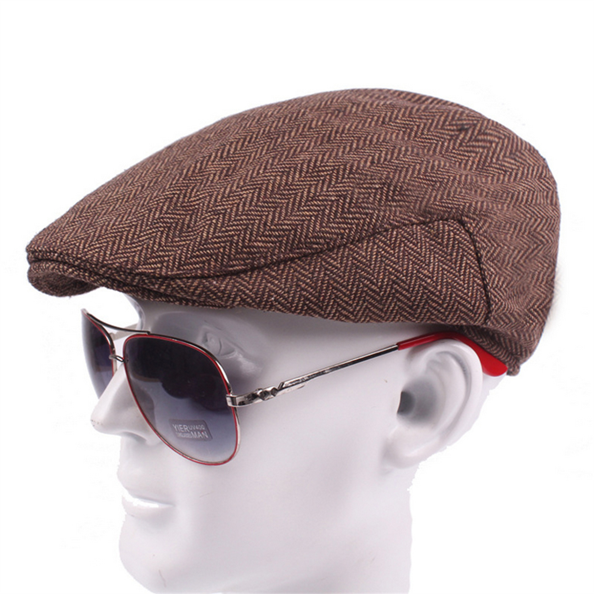 Pfizer Mens Tweed Flat Cap Beret Newsboy Baker Boy Hat Gatsby Peaky ...