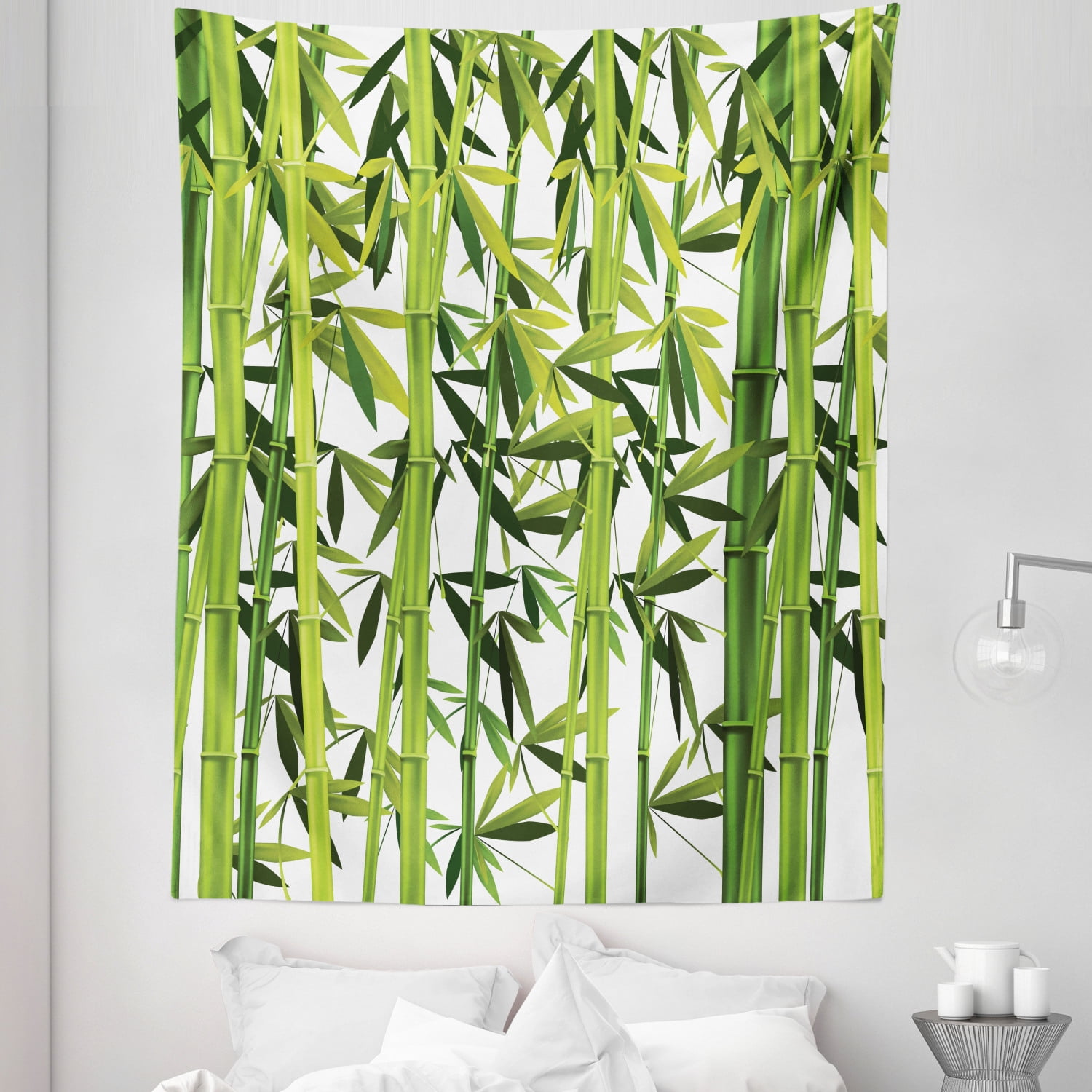 Bamboo Print Tapestry, Fresh Green Plant with Leaves in Garden Nature ...