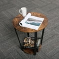Small Round 2 Tier Wooden Side End Table for Small Spaces Bedroom ...