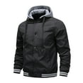 CHEEREAM Hooded Varsity Jacket Men Lightweight Bomber Jacket Button ...