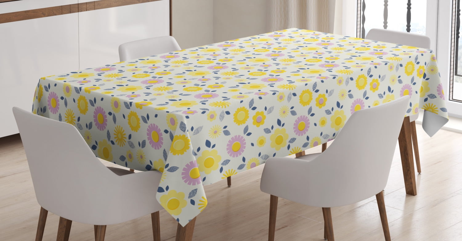 Ambesonne Daisy Tablecloth Rectangular Table Cover, Pastel Summer ...