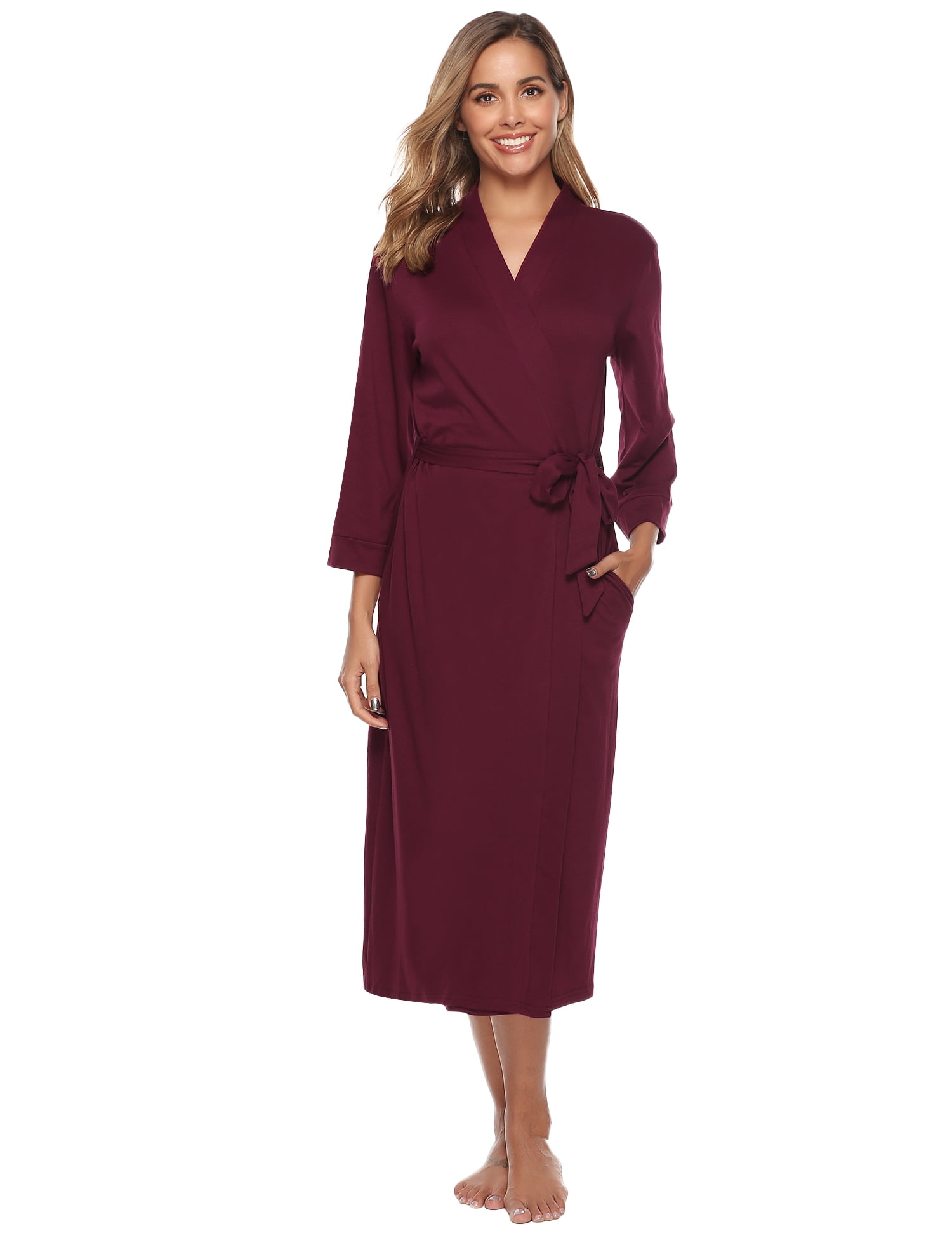 Doaraha Cotton Robe Women Lightweight Spa Shower Night Bathrobe Long ...