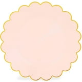 Elegant Disposable 50-Pack Pink and Gold Plastic Plates, 9 Inch Scallop ...