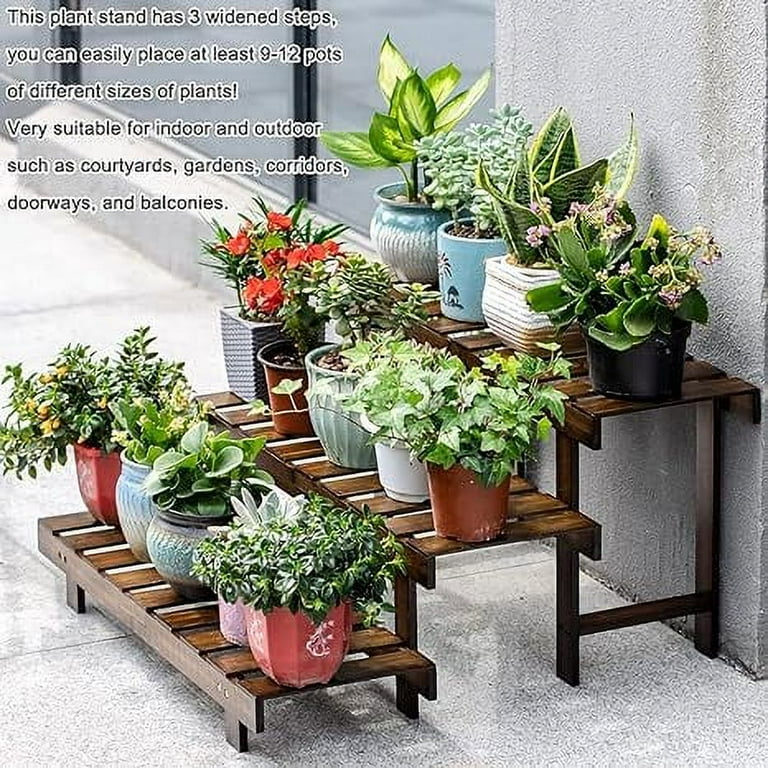Stair Step Wood Plant Stand
