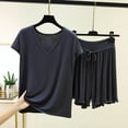 Besolor Womens Plus Size Summer Pajama Sets V Neck Short Sleeve Tops ...
