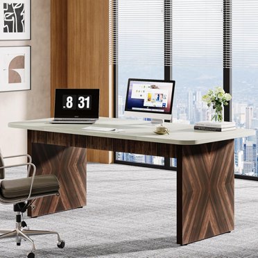 Tribesigns 63" Executive Desk, Modern Office Computer Desk with Double ...