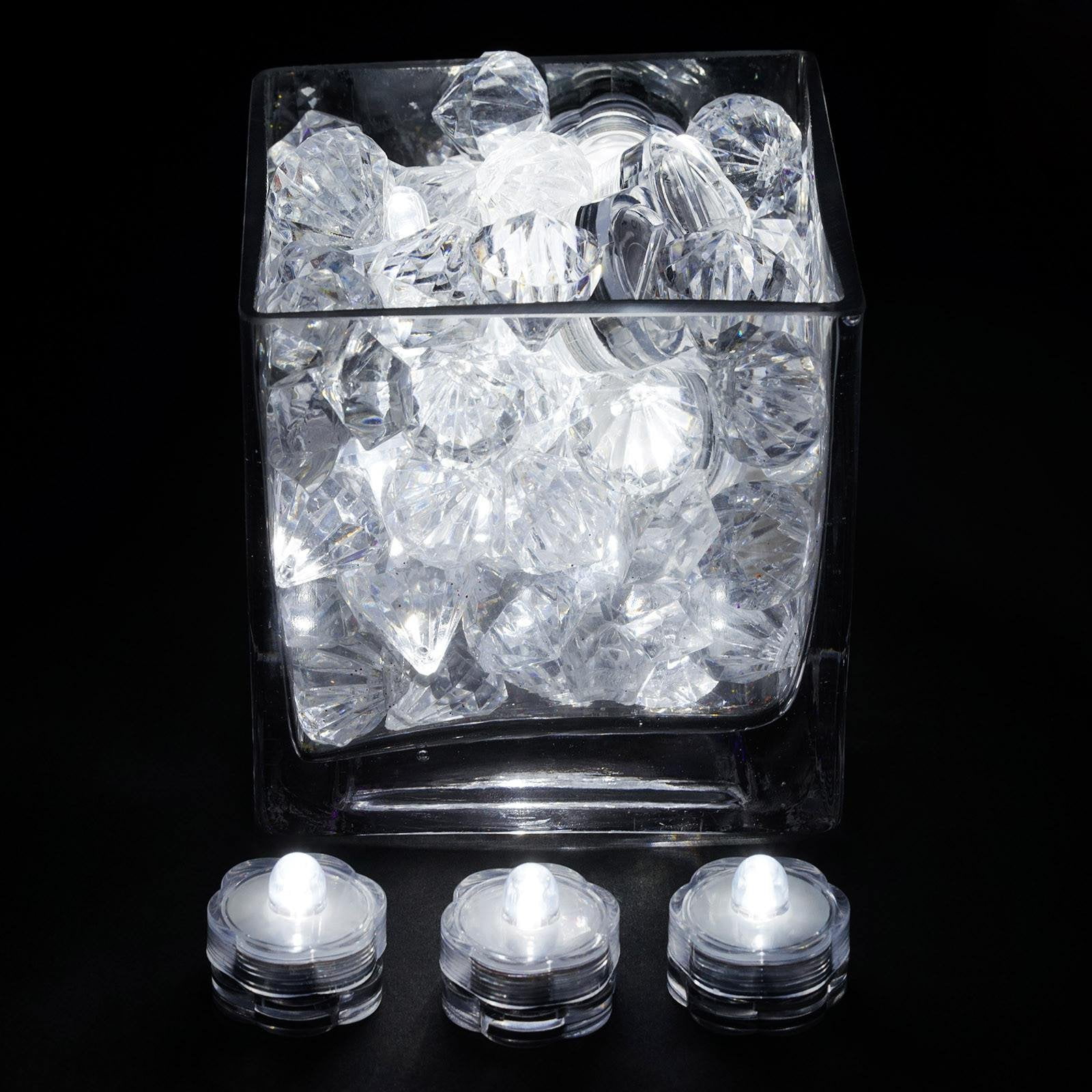 BalsaCircle 12 Pieces Cool White LED Small Submersible Lights Vases ...
