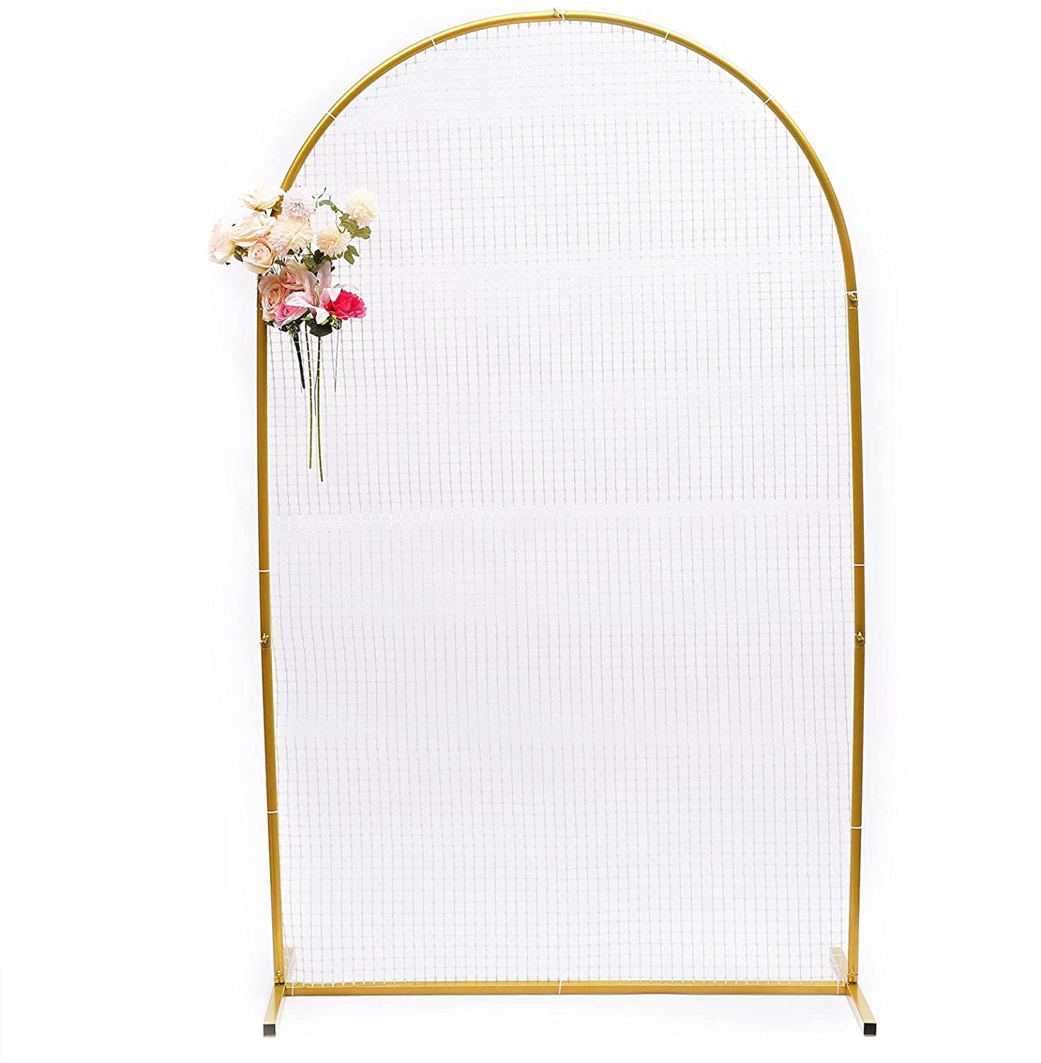 Miumaeov Decorative Wedding Arch Backdrop Stand with Bases and Mesh ...