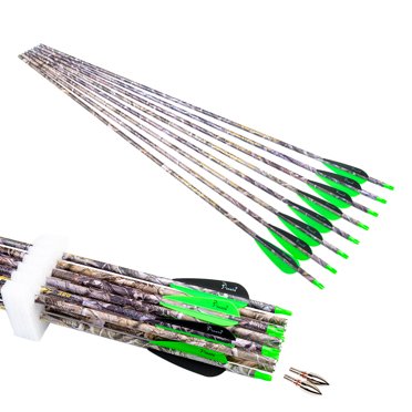 12PCS Archery 30 In 300 340 350 400 Spine Carbon Hunting Arrows for ...