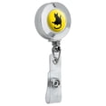 Black Cat Lifting Leg and Licking Retractable Reel Chrome Badge ID Card ...