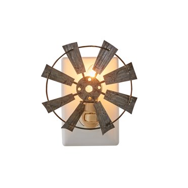 Metal Windmill Nightlight Plug-In Wall Lamp Safety Night Light Rustic ...