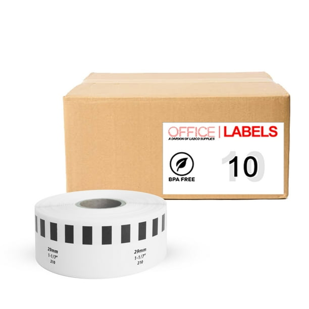 10 Rolls of DK-2210 Compatible Labels for BROTHER 1-1/7" x 100' (29mm x ...