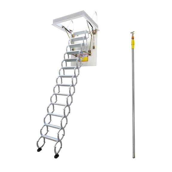 Techtongda Black Loft Wall Ladder Stairs Retractable Attic Folding ...