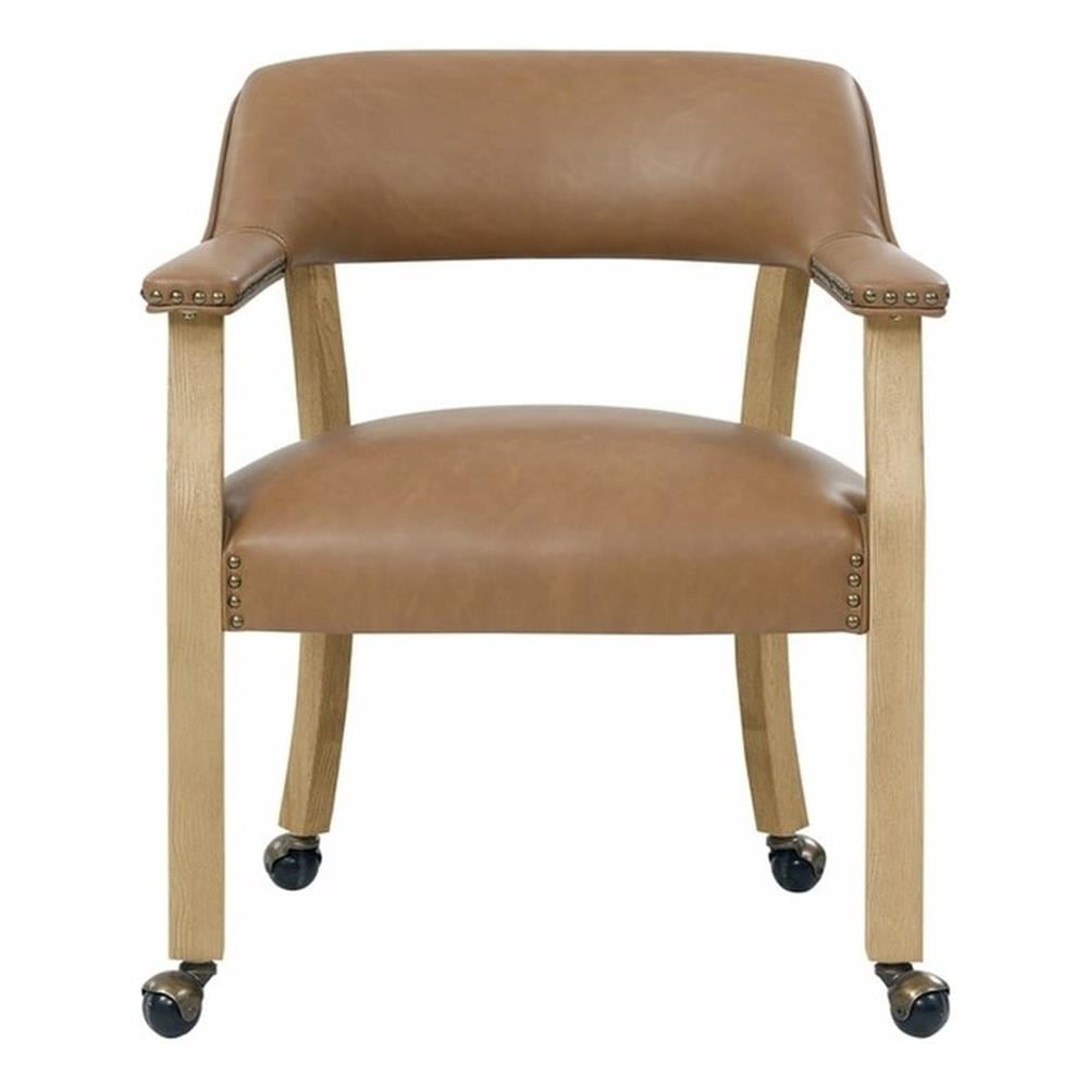 Click here for Pemberly Row Faux Leather Dining Arm Chair W/Caste... prices