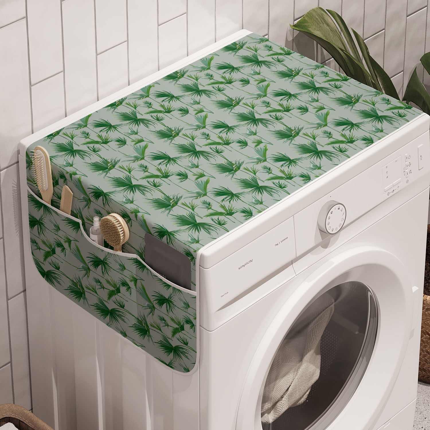Exotic Washing Machine Organizer, Print of Vertically Scattered Palm ...