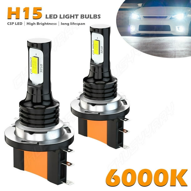 H15 White 2x LED Bulbs Head Light DRL Daytime High Beam Lamp ...