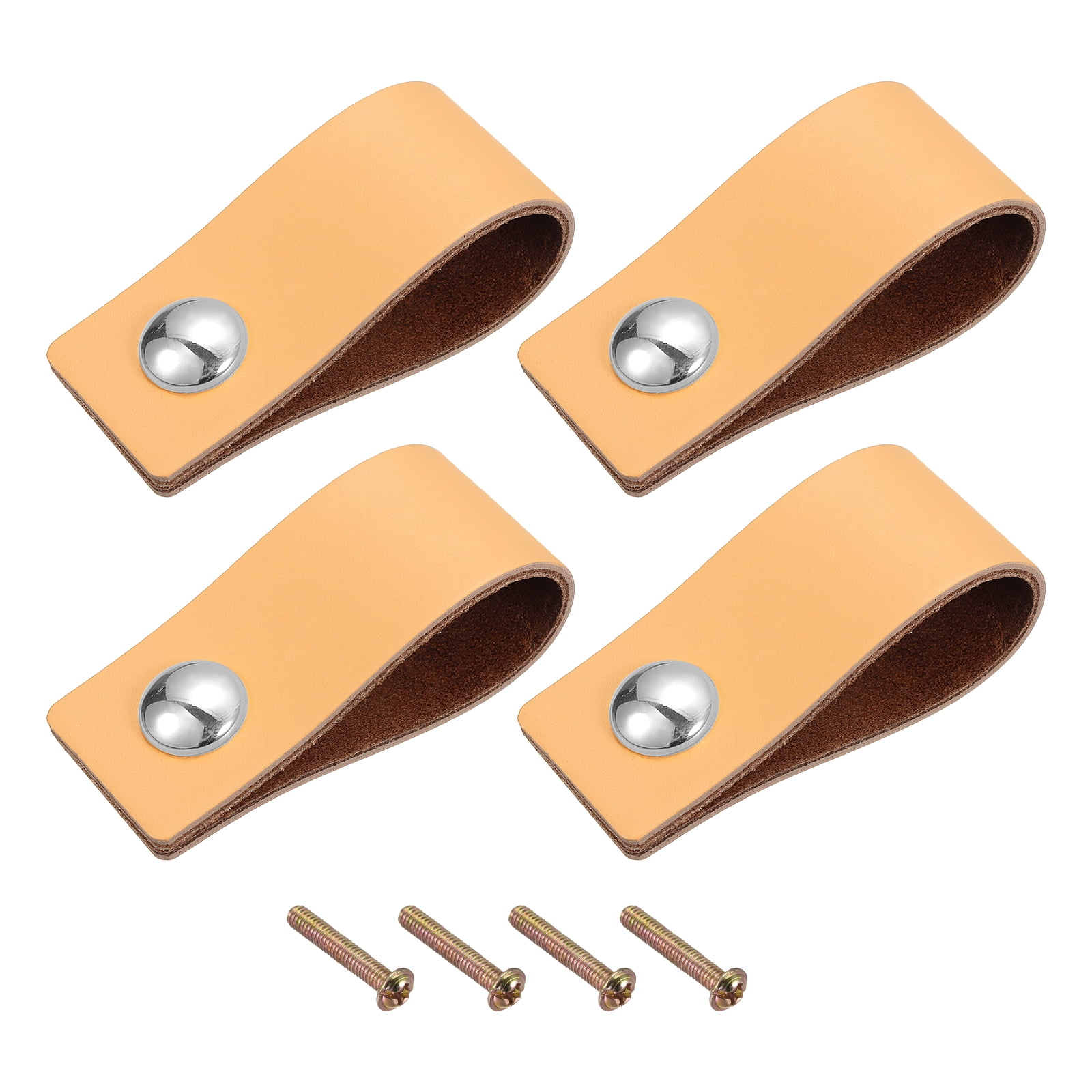 Uxcell Leather Drawer Pulls, 2.5" 4Pack Leather Furniture Handles ...