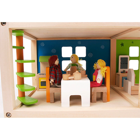 Hape Happy Villa Wooden Kids Toy Family House Dollhouse w/ Dolls and ...