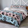 4 Piece Duvet Cover Set Full, Dog Paw on Colorful Wooden Texture Soft ...