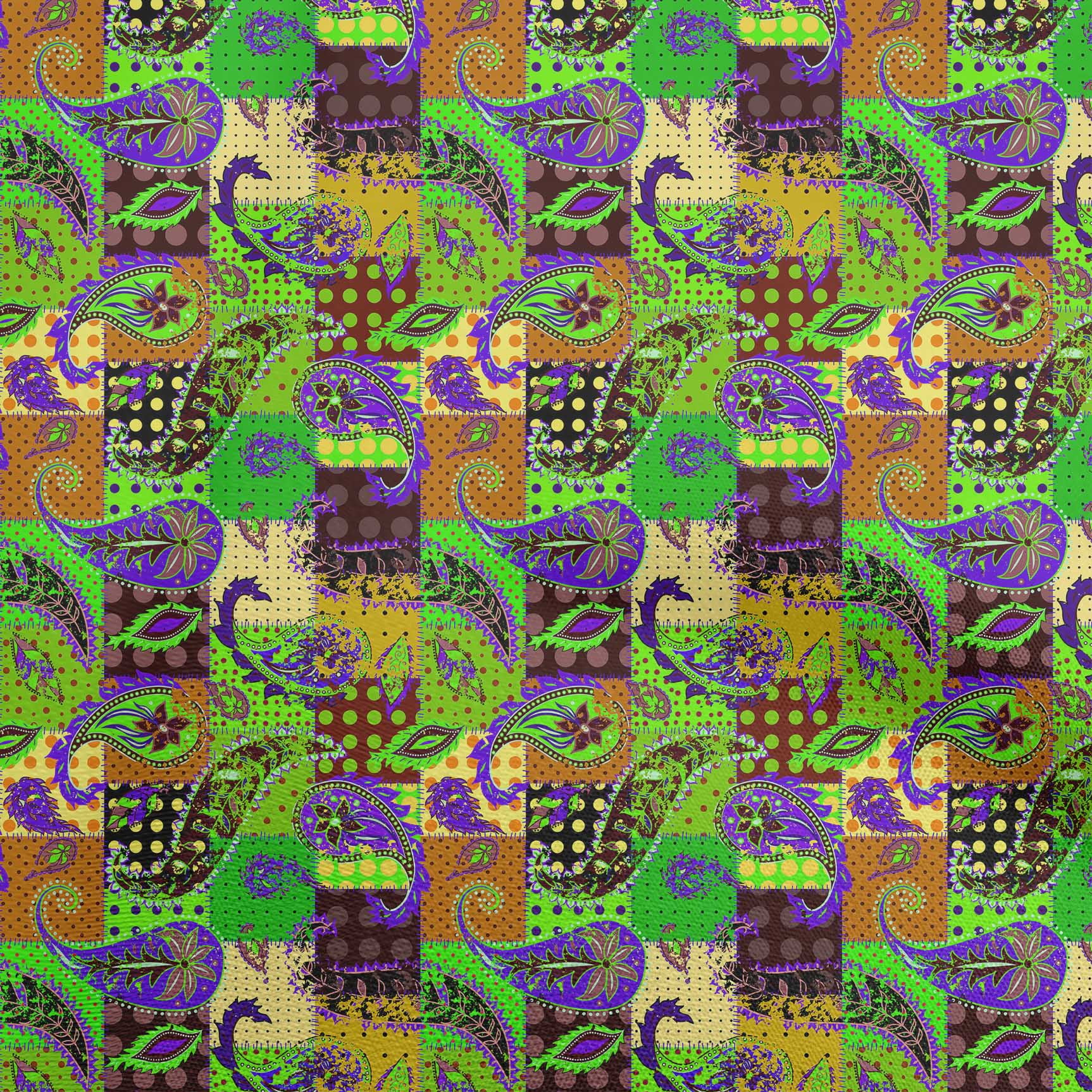 oneOone Cotton Cambric Dark Mustard Fabric Paisley Patchwork Fabric For ...