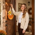 13.7" Sunflower and Maple Leaf Wreath Fall Door Hanging Garland Autumn ...