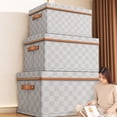 DZQMTKX Clothes Storage Box, Foldable Non-Woven Storage Organizer with ...