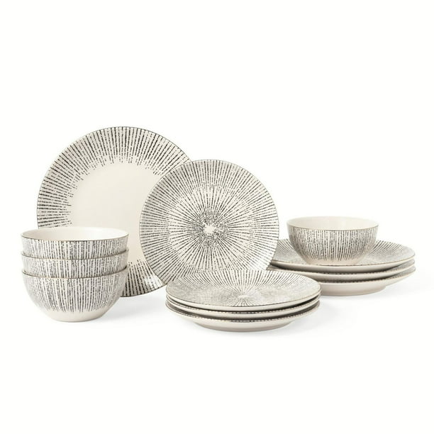 Thyme & Table Riley Collection, 12-Piece Stoneware Dinnerware Set, Dish Set - Walmart.ca