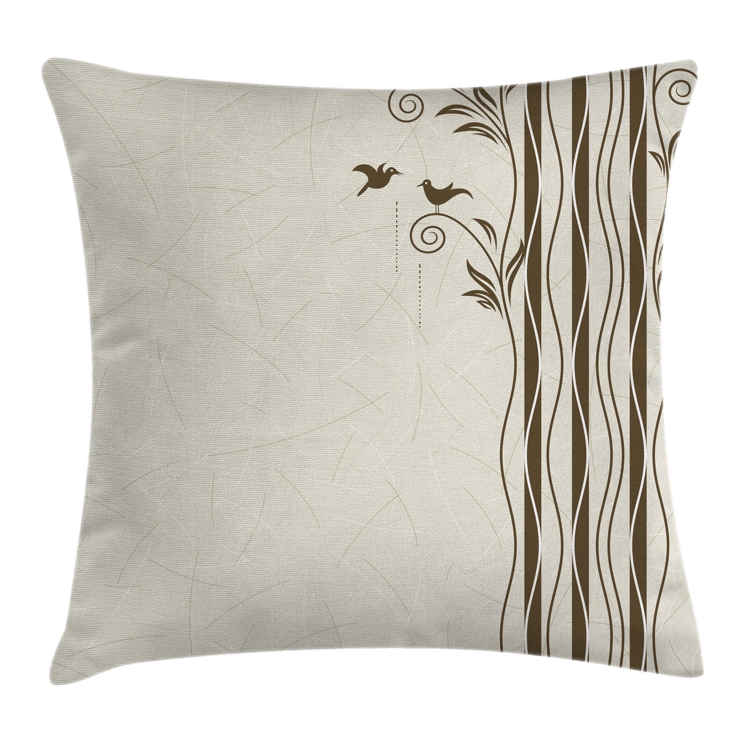 Nature Throw Pillow Cushion Cover, Abstract Wavy Swirled Tree Branches ...