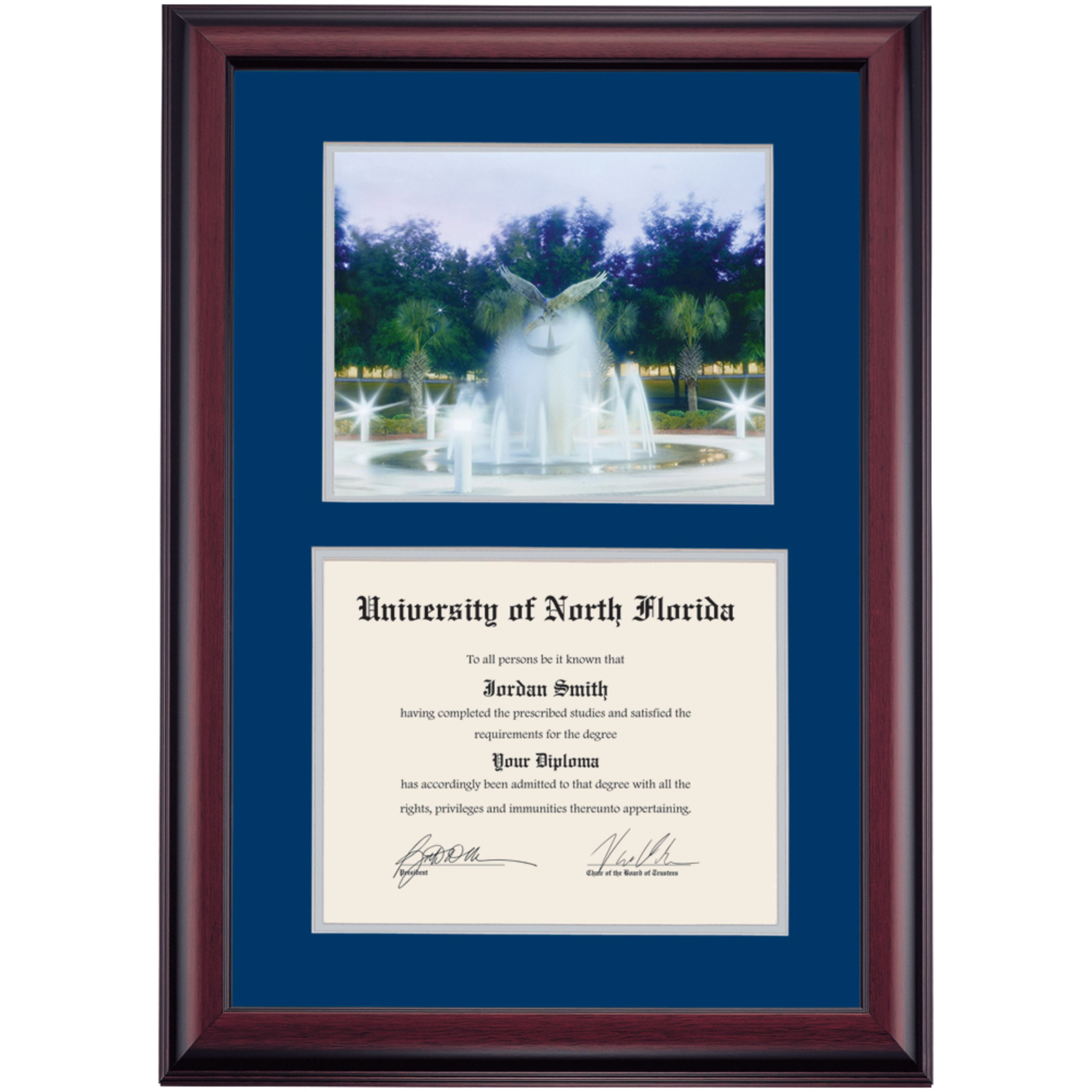 OCM Diploma Frame for University of North Florida UNF, Navy/Gray Mat ...