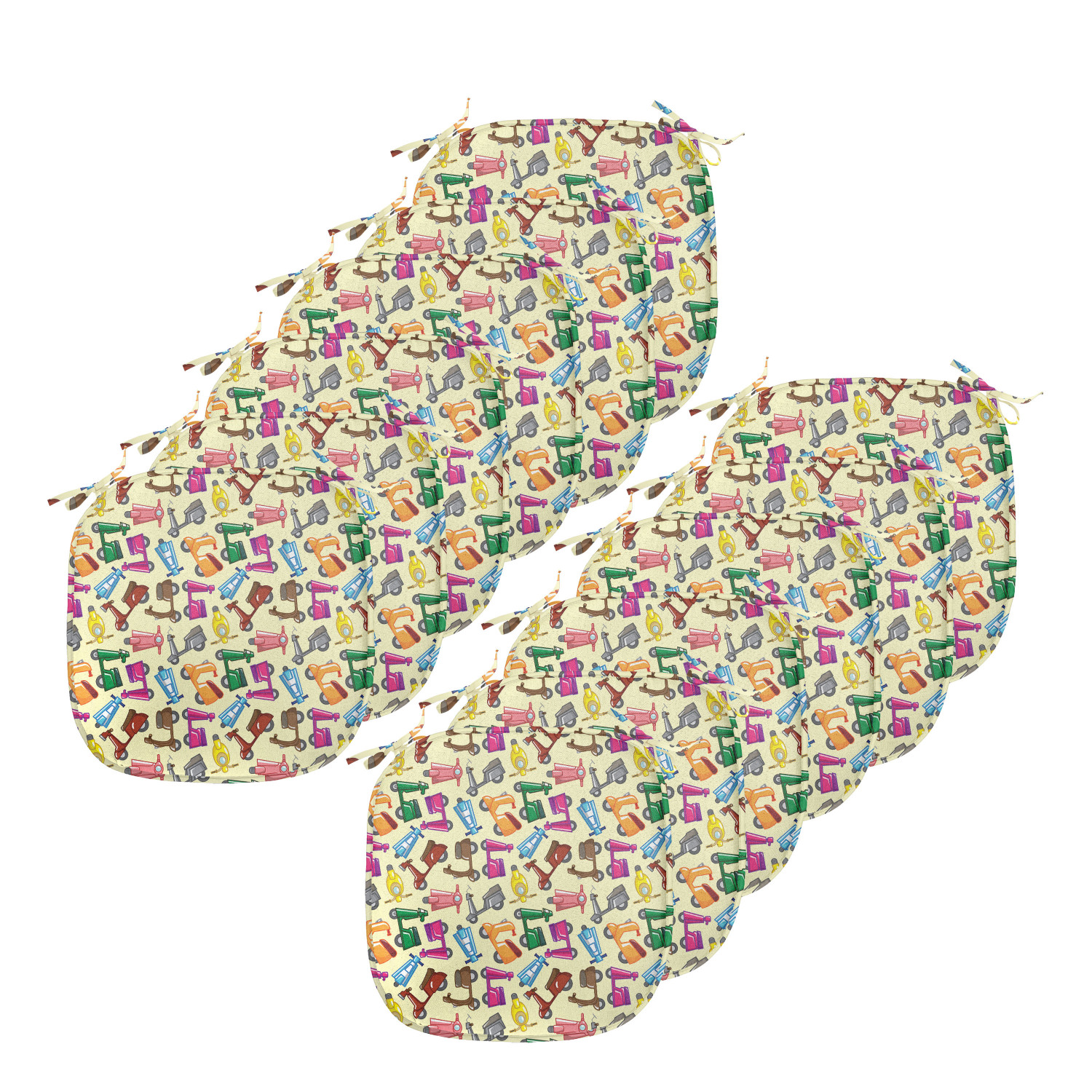 Motorcycle Chair Seating Cushion Set of 12, Colorful Motorcycles ...