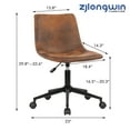 PU-like Fabric Swivel Chair No Arms Height Adjustable Task Chair, Brown ...