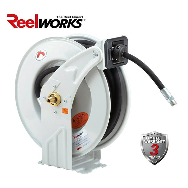 REELWORKS Heavy Duty Spring Driven Hose Reel (1/2" x 50 Ft. Dual OIL ...