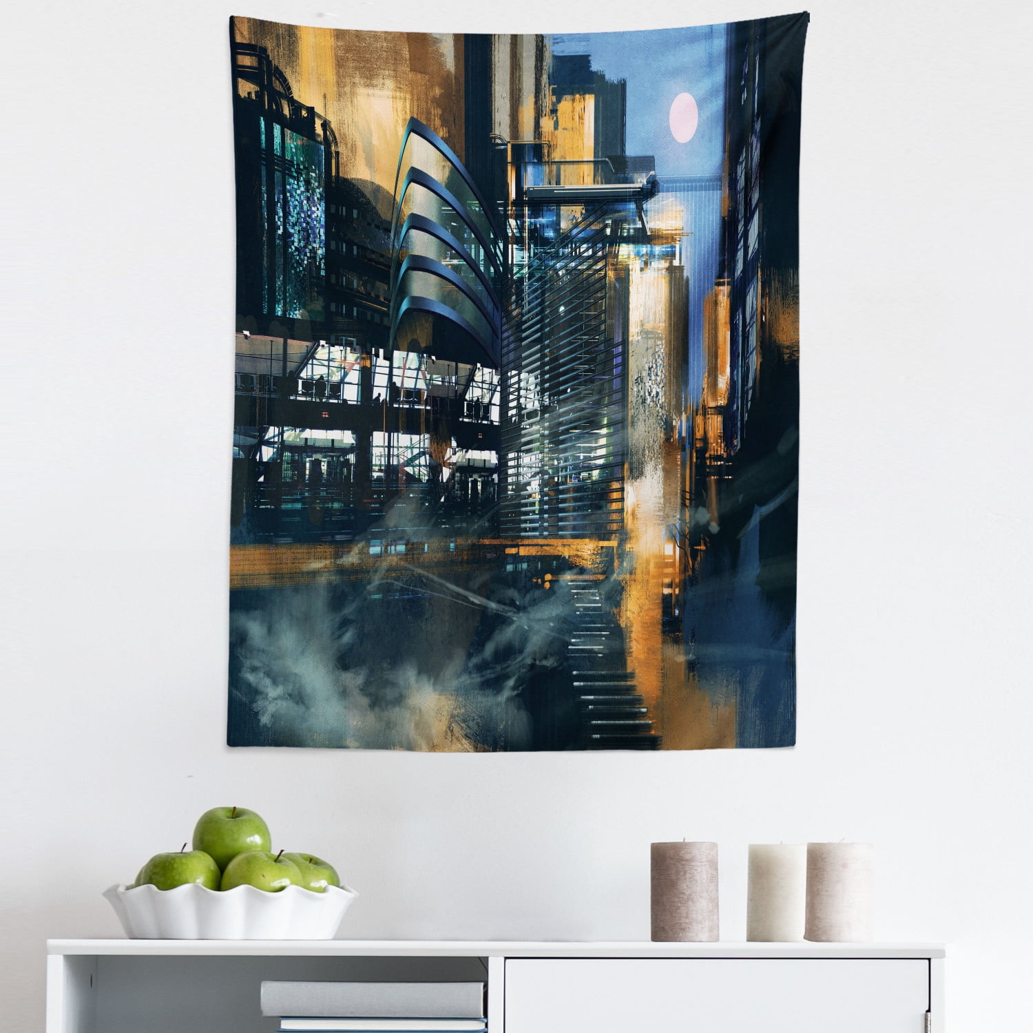 Watercolor Tapestry, Digital Science Fiction Cityscape Cyberpunk ...