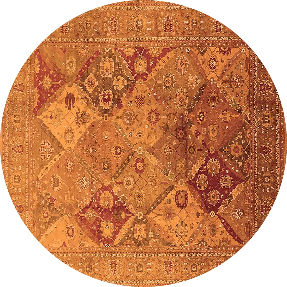 Ahgly Company Indoor Round Oriental Orange Industrial Area Rugs, 8 ...